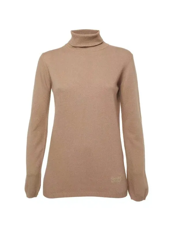 Roberto Cavalli Brown Logo-embroidered Roll Neck Sweater