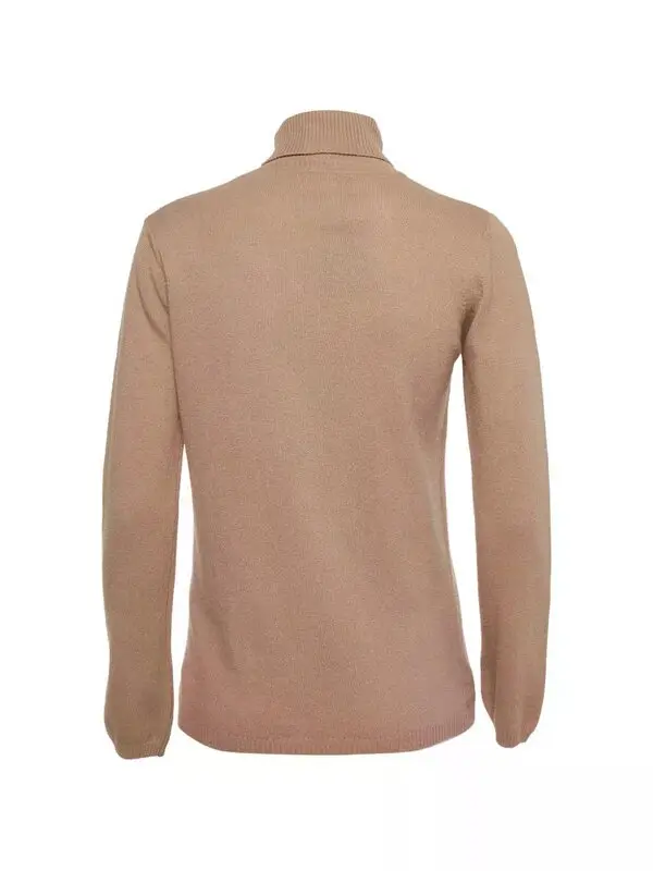 Roberto Cavalli Brown Logo-embroidered Roll Neck Sweater