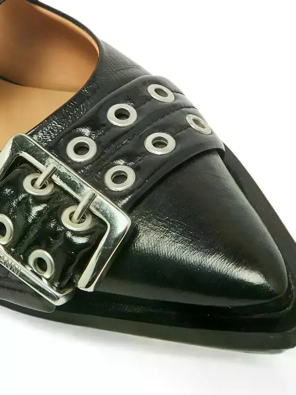 GANNI Eyelet Buckle Slingback Flat Pumps