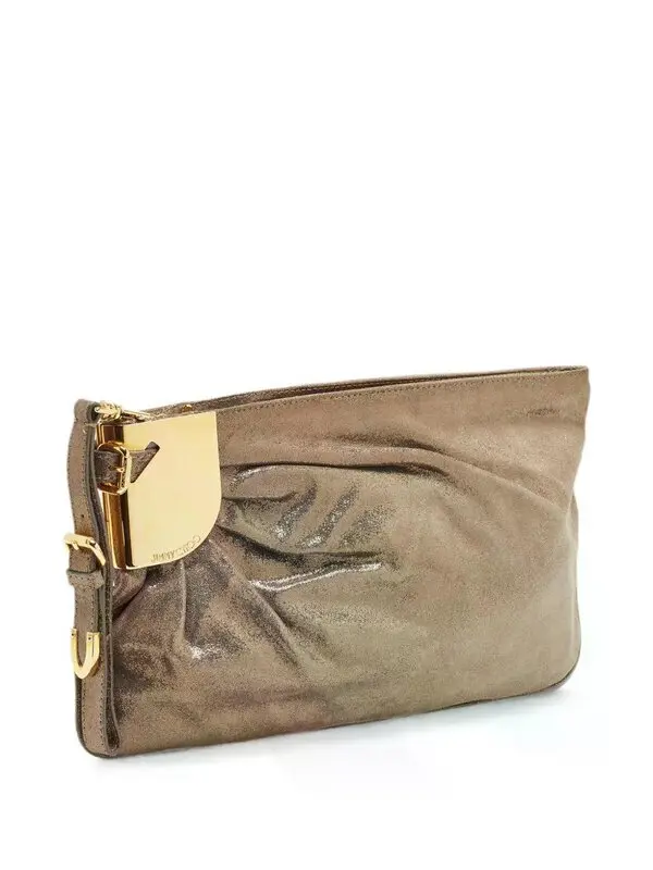 JIMMY CHOO Pleated Metallic Clutch Bag - Brown