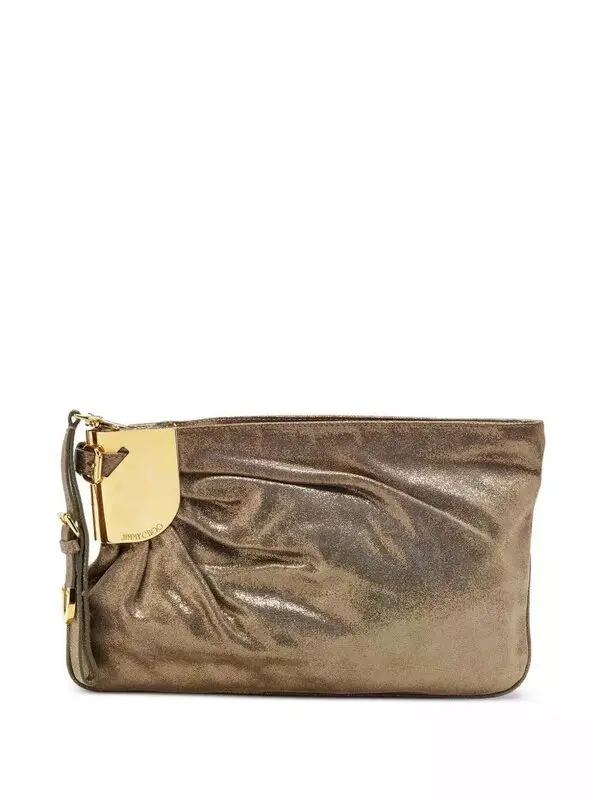 JIMMY CHOO Pleated Metallic Clutch Bag - Brown