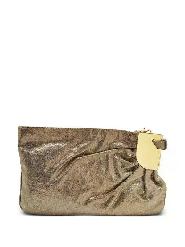 JIMMY CHOO Pleated Metallic Clutch Bag