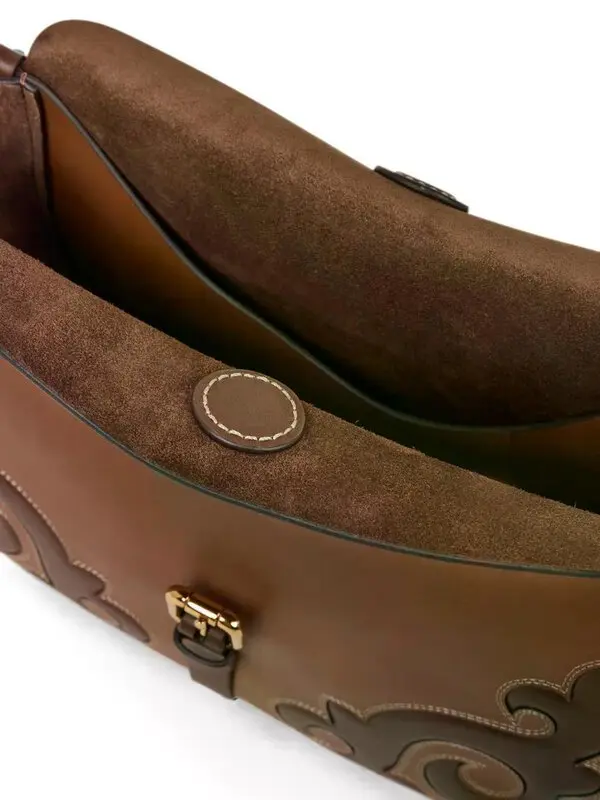 Etro Medium Leather Pony Bag With Texan Embroidery