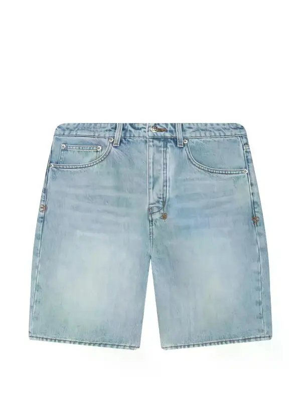 Ksubi Anti K Embroidered Denim Shorts - Blue
