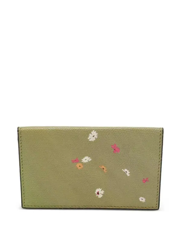 VALEXTRA Onda Floral-print Card Holder - Green