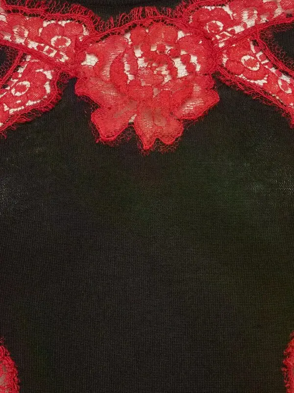 Dolce & Gabbana Floral Lace-trim Crew Neck Sweater