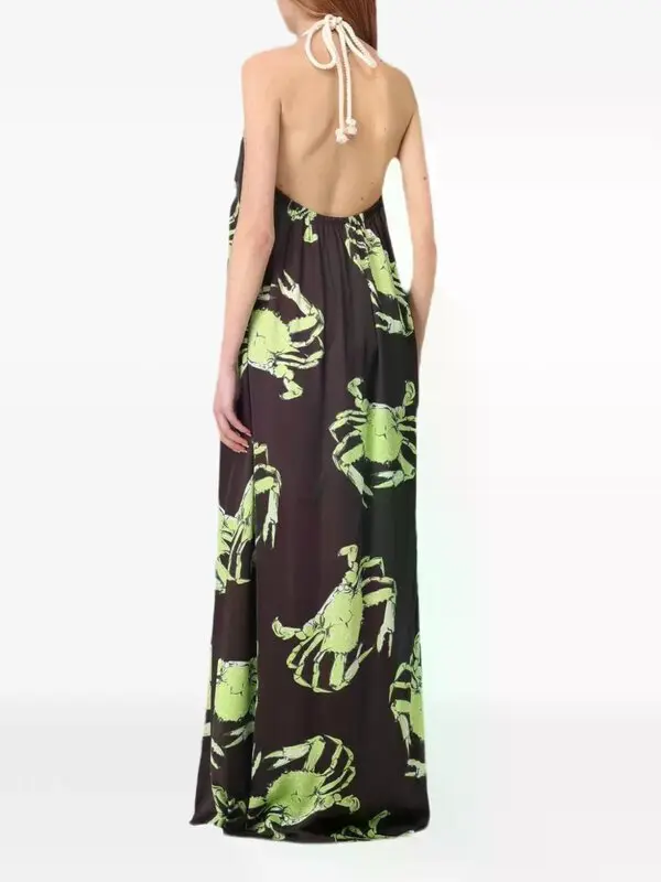 MSGM Crab Print Halterneck Maxi Dress