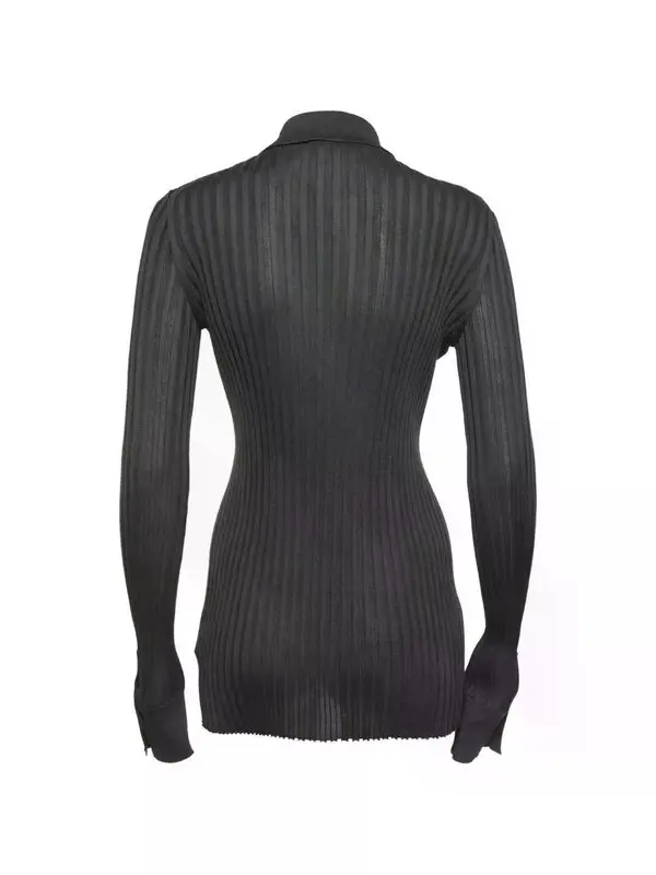 Bottega Veneta Ribbed Knit Long Sleeve Cardigan - Grey