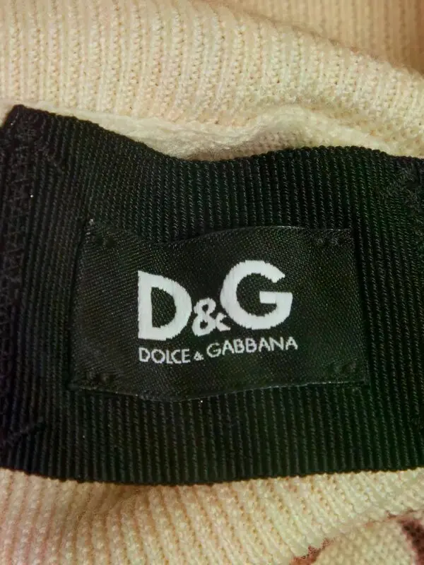 Dolce & Gabbana Beige Wool Floral Print Roll Neck Sweater