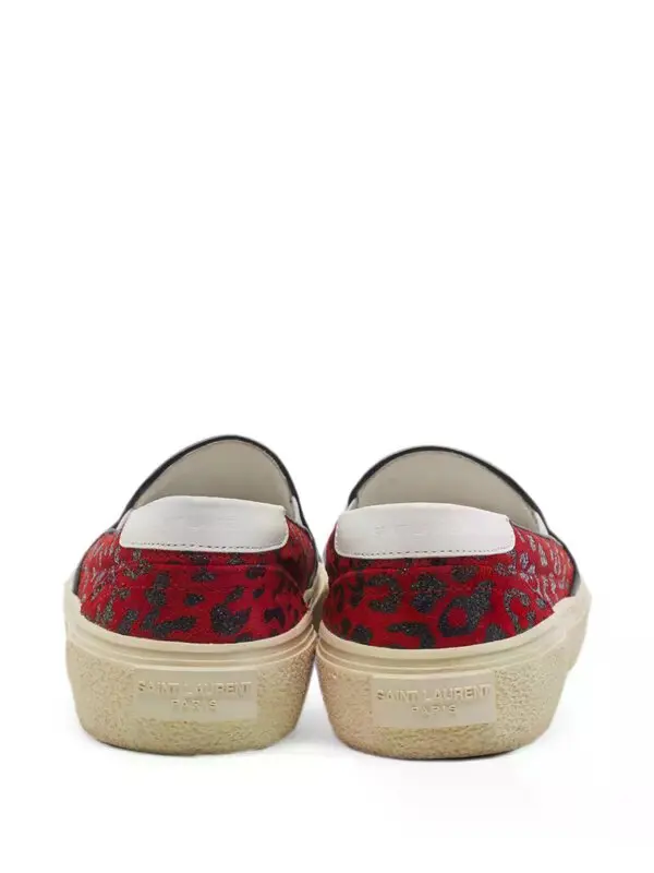 Saint Laurent Leopard Print Suede Slip-on Sneakers