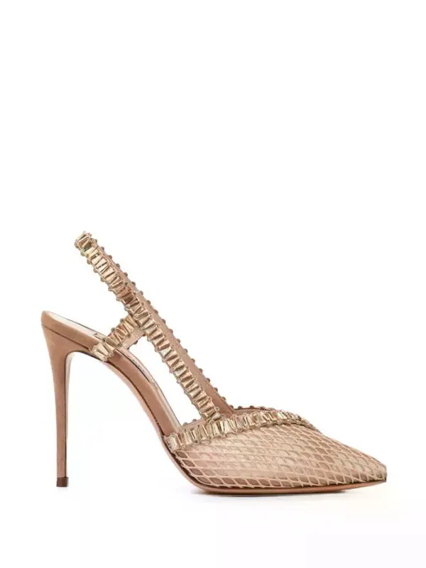 Casadei Julia Heaven Crystal-embellished Slingback Pumps - Neutrals