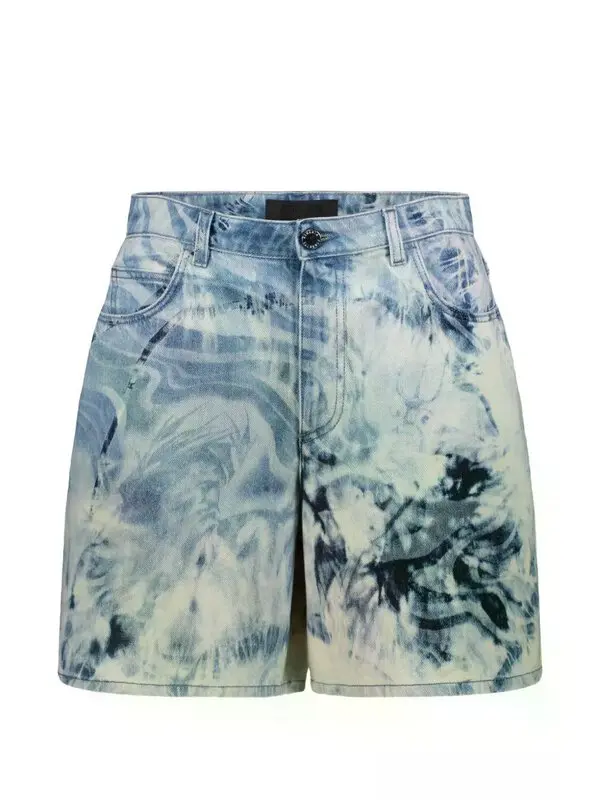 Alberta Ferretti Marble-effect Denim Shorts - Blue