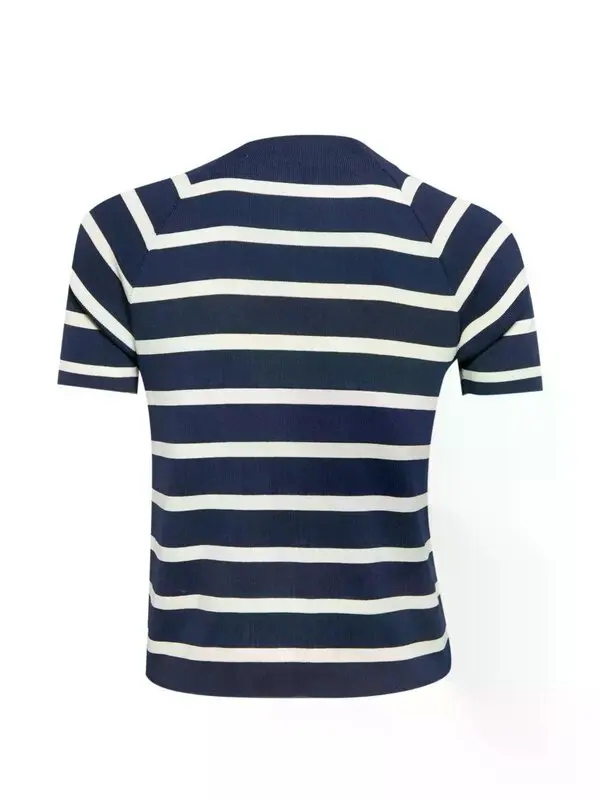 Ralph Lauren Striped Ribbed-knit High Neck T-shirt - Blue