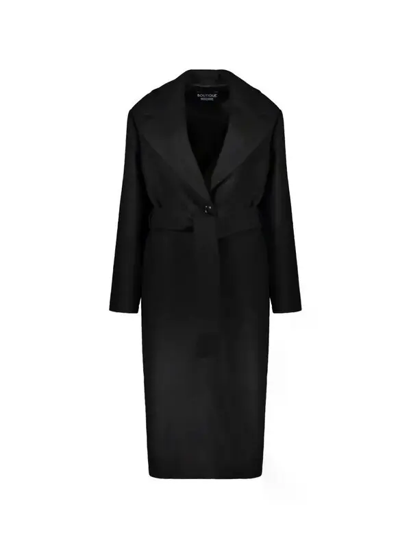 Moschino Belted Wide-collar Coat - Black