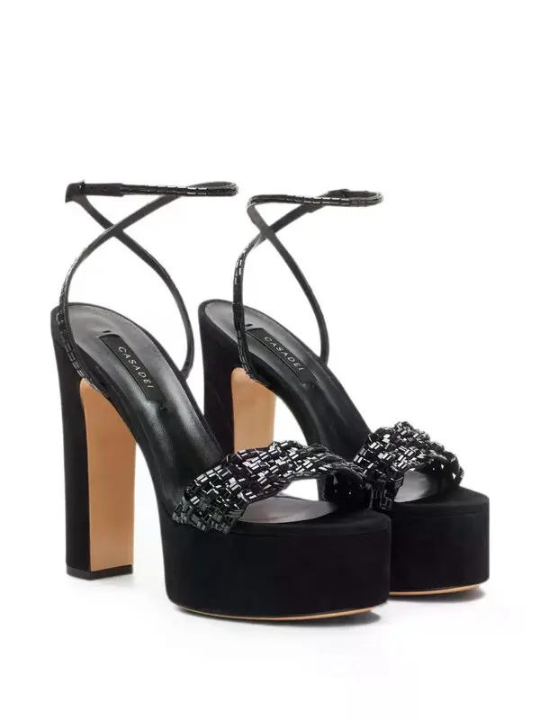 Casadei Godyva Crystal-embellished Sandals - Black