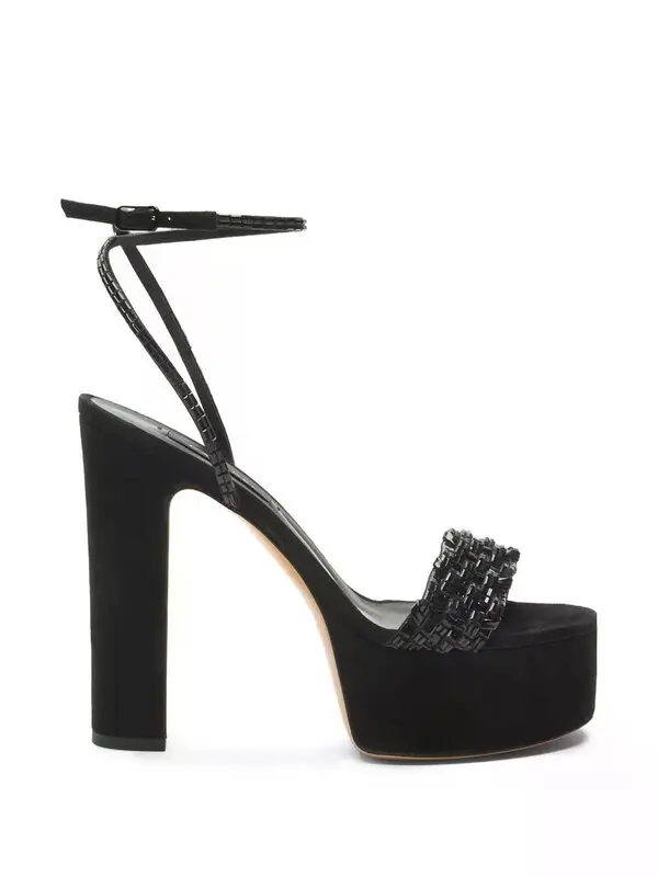 Casadei Godyva Crystal-embellished Sandals - Black