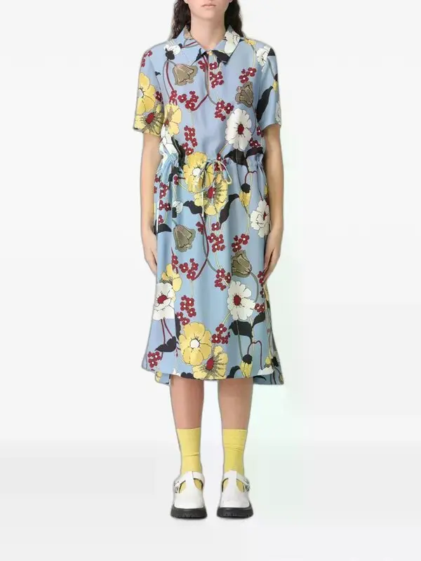 Marni Floral Print Midi Dress - Blue