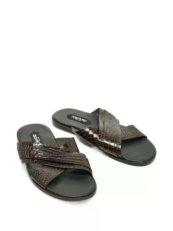 TOM FORD Preston Croc-embossed Sandals