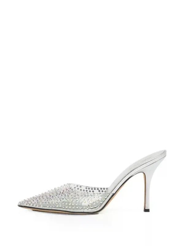 Paris Texas Hollywood Crystal-embellished Mules - White