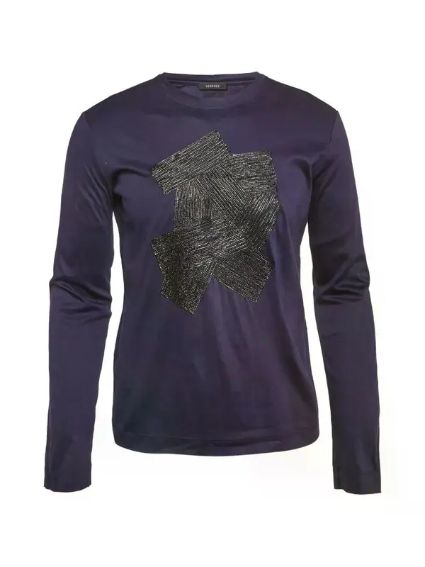 Versace Medusa Calf Leather Appliqué T-shirt - Blue