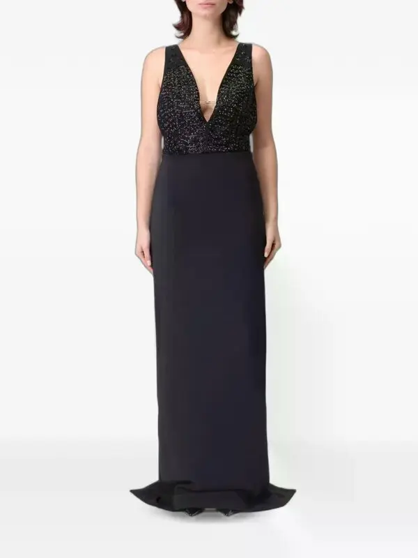 Elisabetta Franchi Embellished Maxi Gown - Black