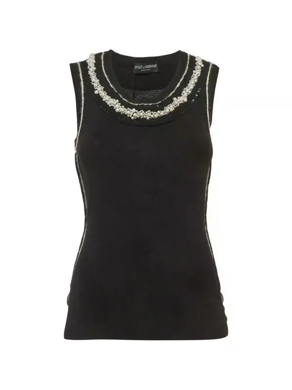 Dolce & Gabbana Beaded Knit Vest - Black