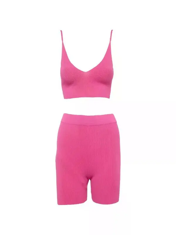 Jacquemus Ribbed Knit Crop Top And Shorts Set