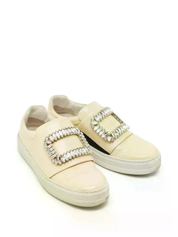 ROGER VIVIER Sneaky Viv Crystal-embellished Patent Leather Sneakers - Neutrals