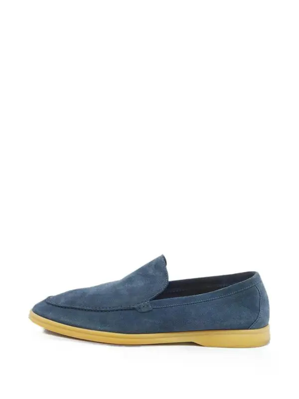 Loro Piana Suede Almond Toe Loafers - Blue