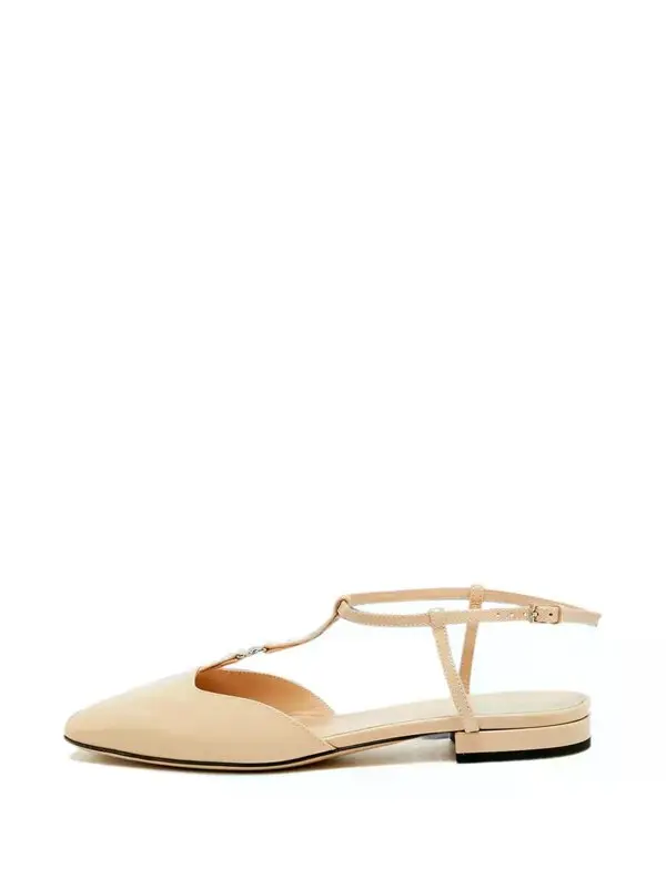 Gucci Double G Ankle Strap Flat Pumps - Neutrals