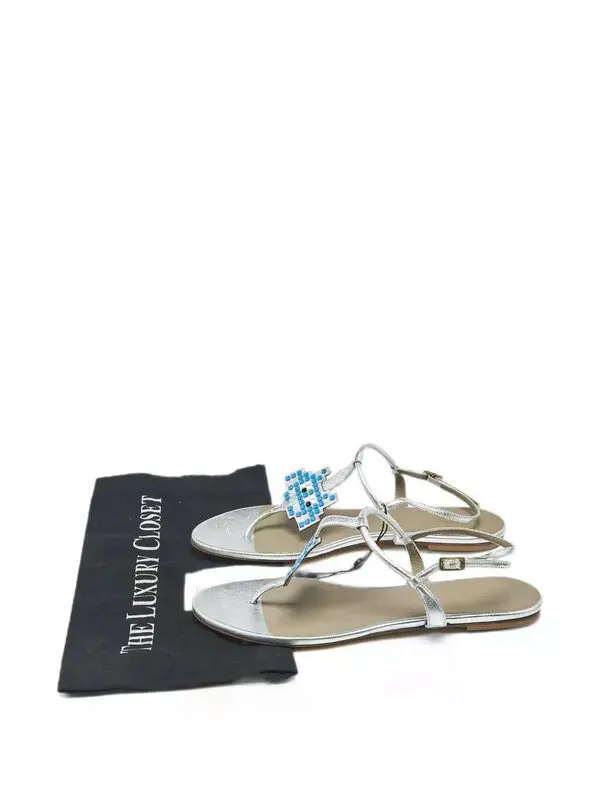 ANYA HINDMARCH Pixelated-figure Thong Sandals - Silver