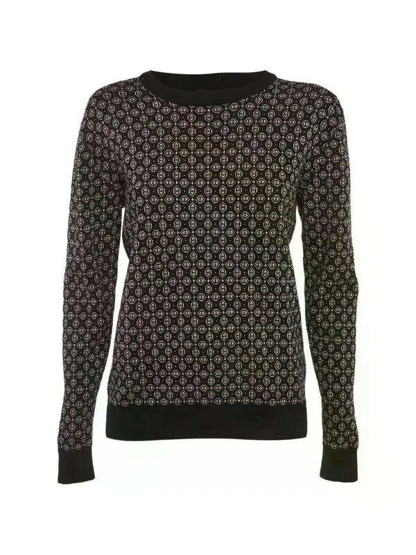 JOSEPH Jacquard Wool Knit Crew Neck Sweater - Black