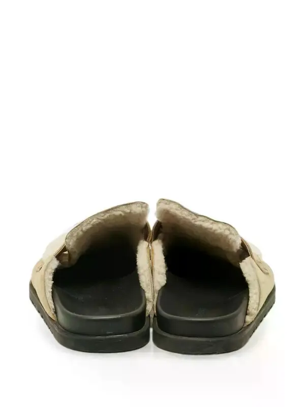 Hermès Shearling-trim Suede Mules