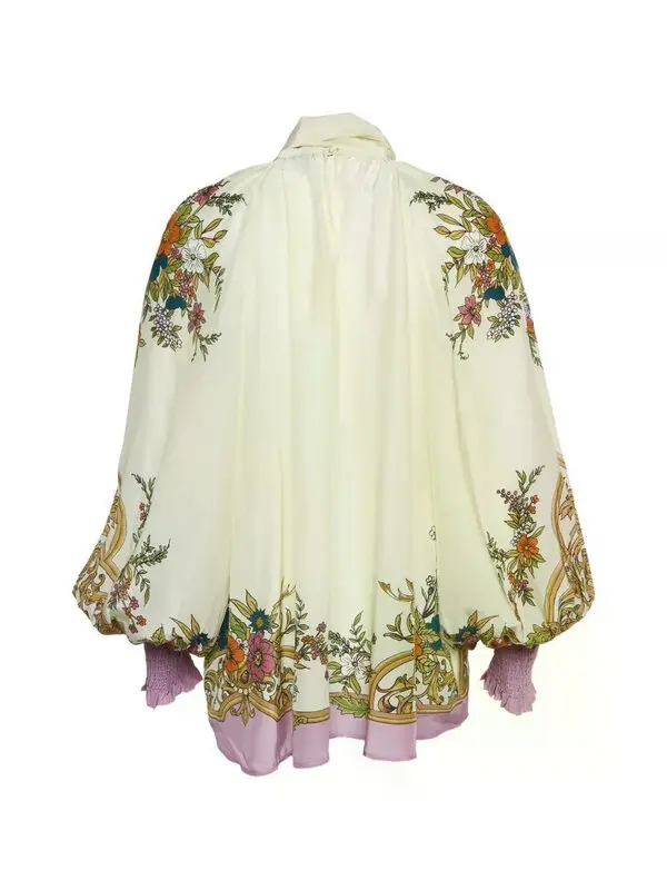 ALEMAIS Antoinette Floral-print Neck-tie Blouse