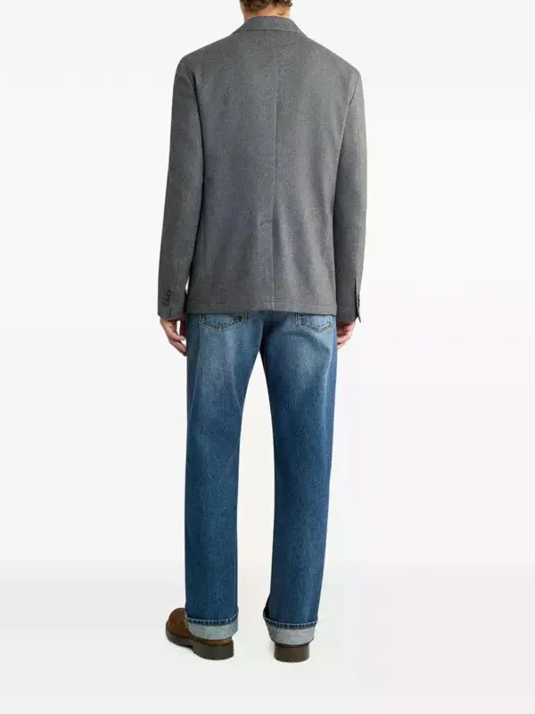 Etro Single-breasted Jacket In Plain-coloured Wool-blend Flannel