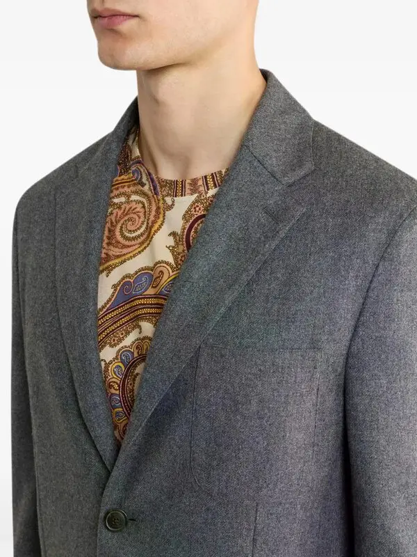 Etro Single-breasted Jacket In Plain-coloured Wool-blend Flannel