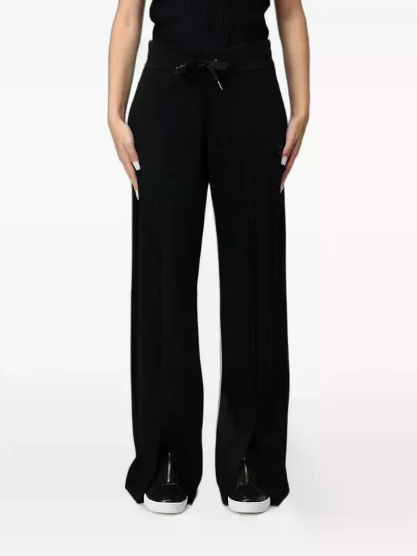 Emporio Armani Drawstring Waist Wide-leg Trousers - Black