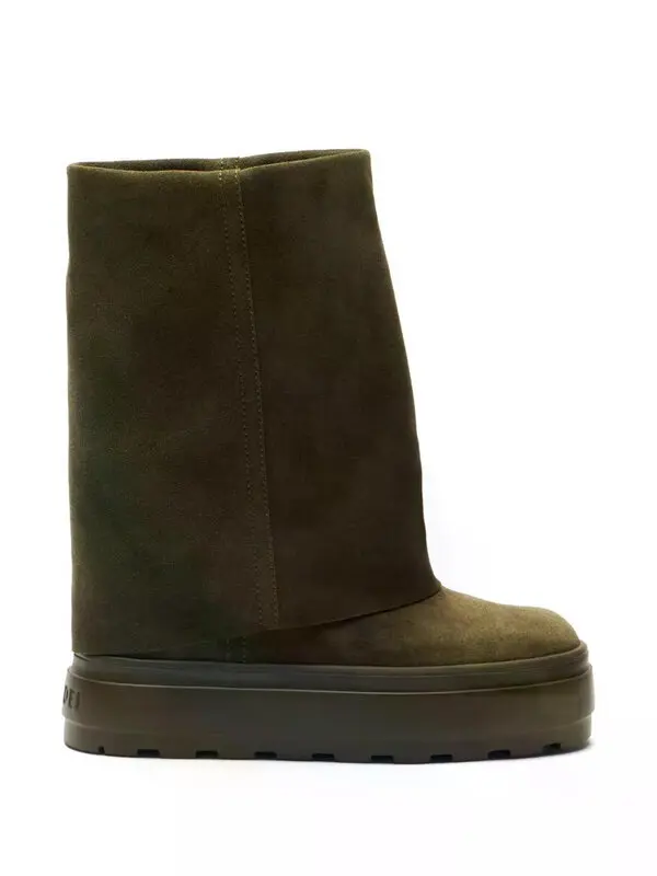 Casadei Suede Wedge Ankle Boots - Green