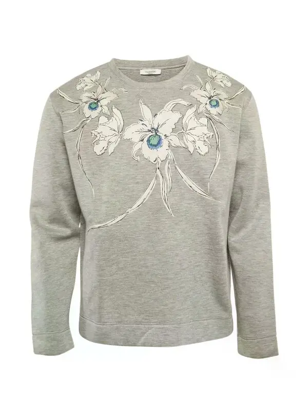 Valentino Garavani Floral Print Crewneck Sweatshirt - Grey