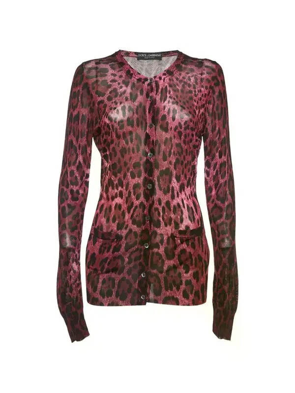 Dolce & Gabbana Leopard Print Fine Knit Cardigan