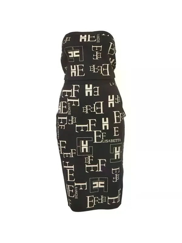 Elisabetta Franchi Jacquard Knit Midi Skirt Set - Black