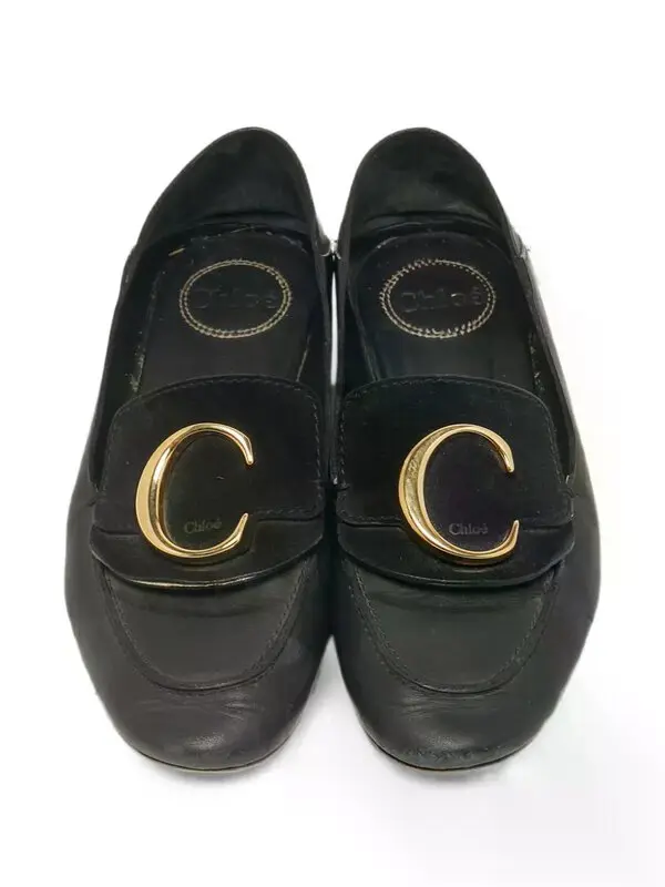 Chloé Leather C-logo Loafers - Black