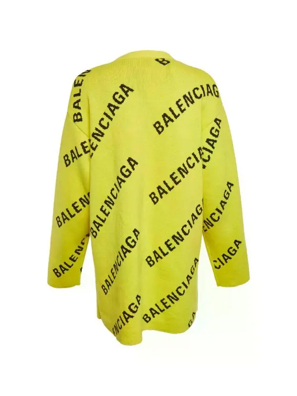 Balenciaga Logo Knit V-neck Cardigan