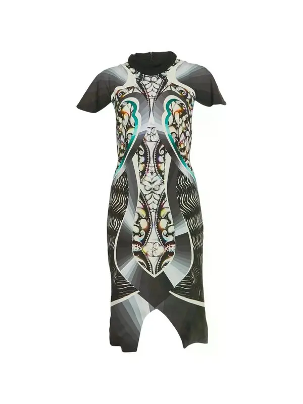 PETER PILOTTO Abstract Print Mock Neck Dress - Grey