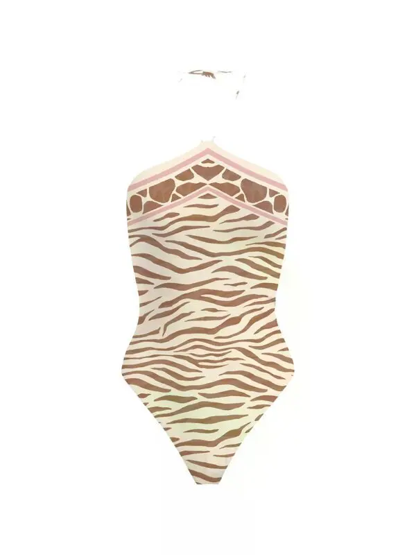 MC2 SAINT BARTH Animal Print Halterneck Swimsuit