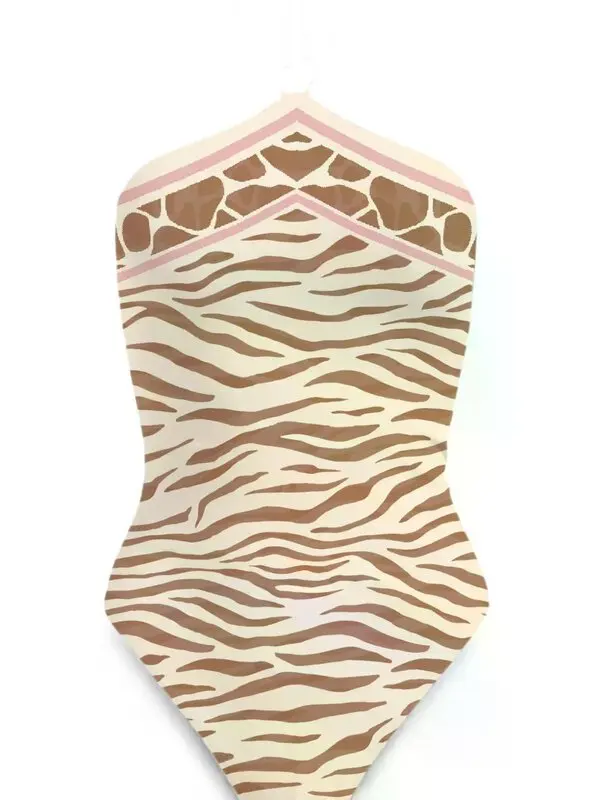 MC2 SAINT BARTH Animal Print Halterneck Swimsuit