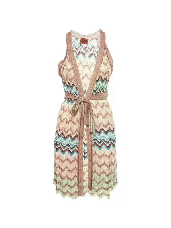 Missoni Pointelle Knit Belted Cardigan - Neutrals