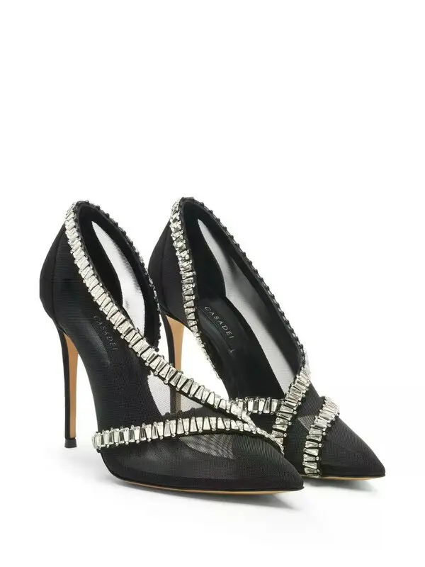 Casadei Julia Heaven Rhinestone Embellished Mesh Pumps