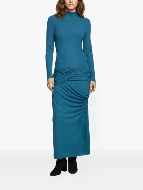424 Draped Long-sleeve Dress - Blue
