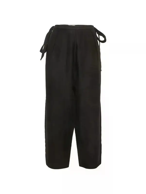 Saint Laurent Pleated Side-tie Straight-leg Trousers - Black
